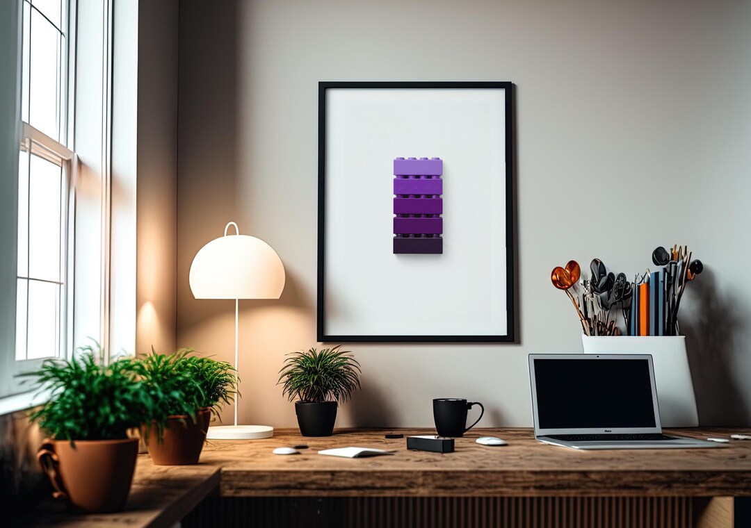 Lego-inspired Purple Gradient Wall Art – Minimalist Brick Stack Poster ...
