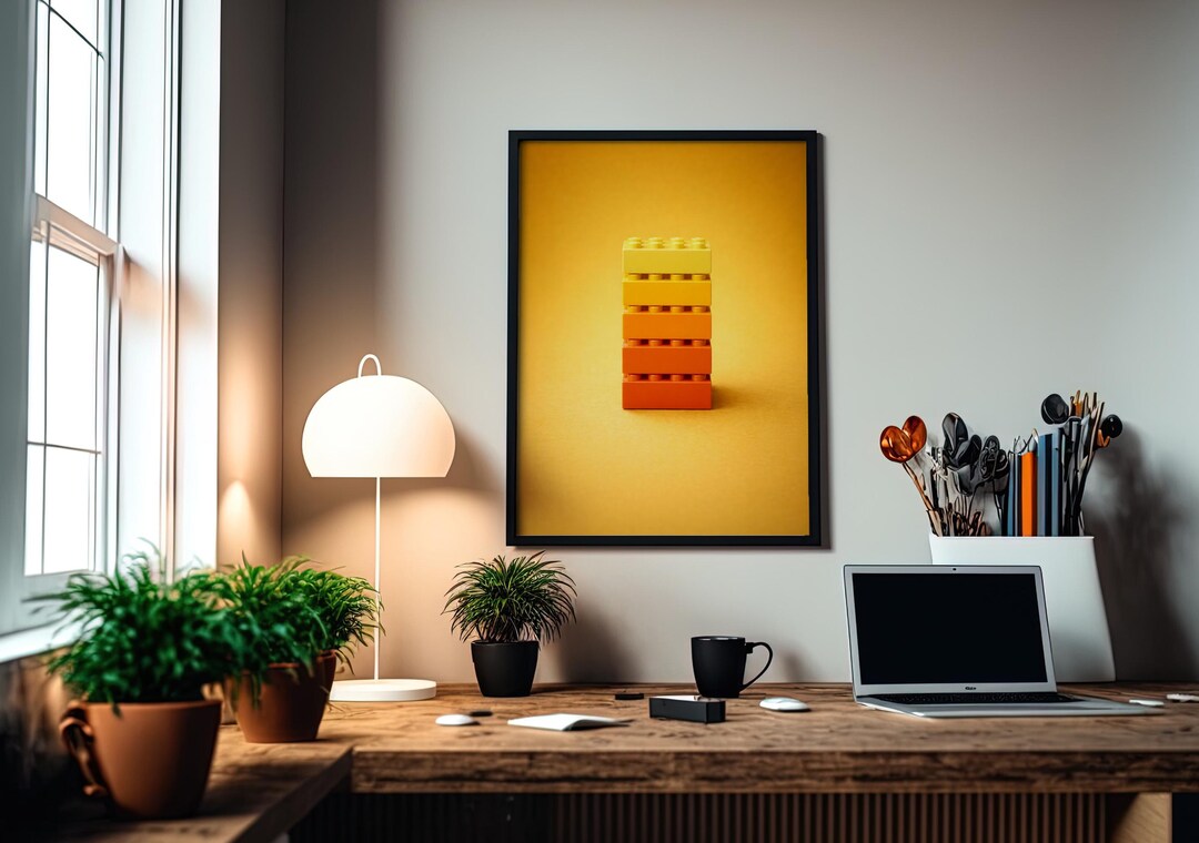 Lego-inspired Yellow Gradient Wall Art – Minimal Brick Stack Poster ...