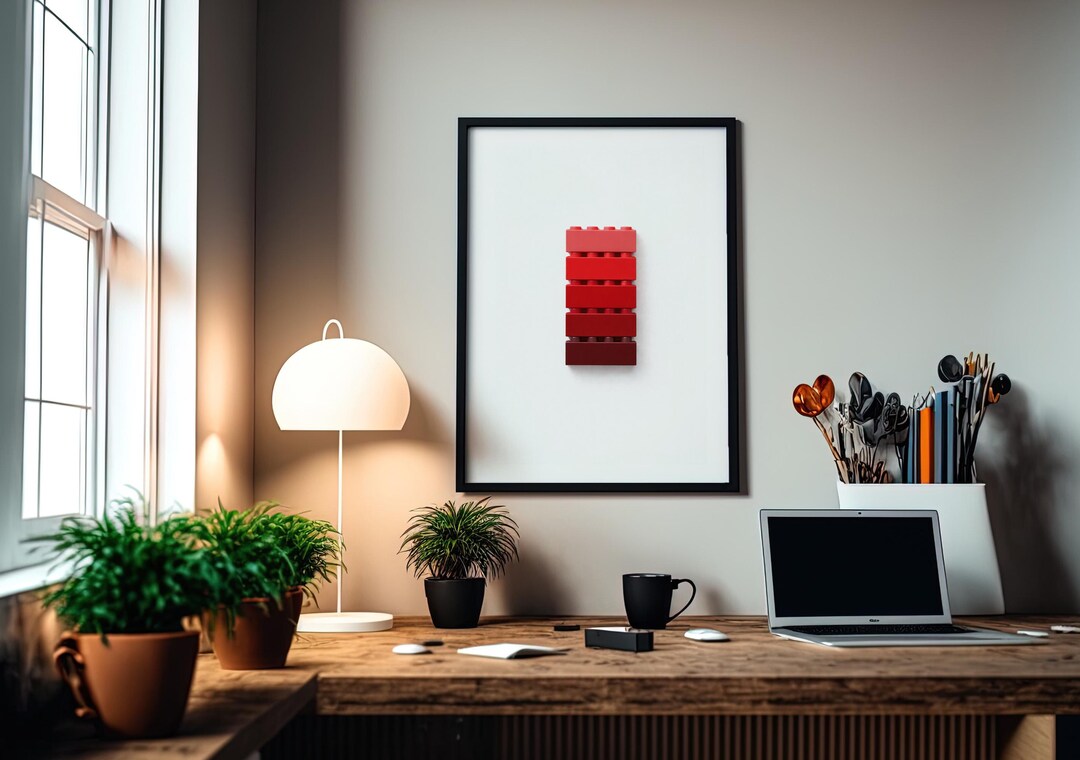 Lego-inspired Red Gradient Wall Art – Minimalist Brick Stack Poster ...