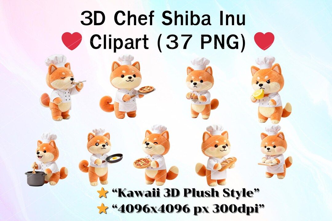 Cute Chef Shiba Inu PNG Clipart | Kawaii Cooking Dog | Kitchen Shiba ...