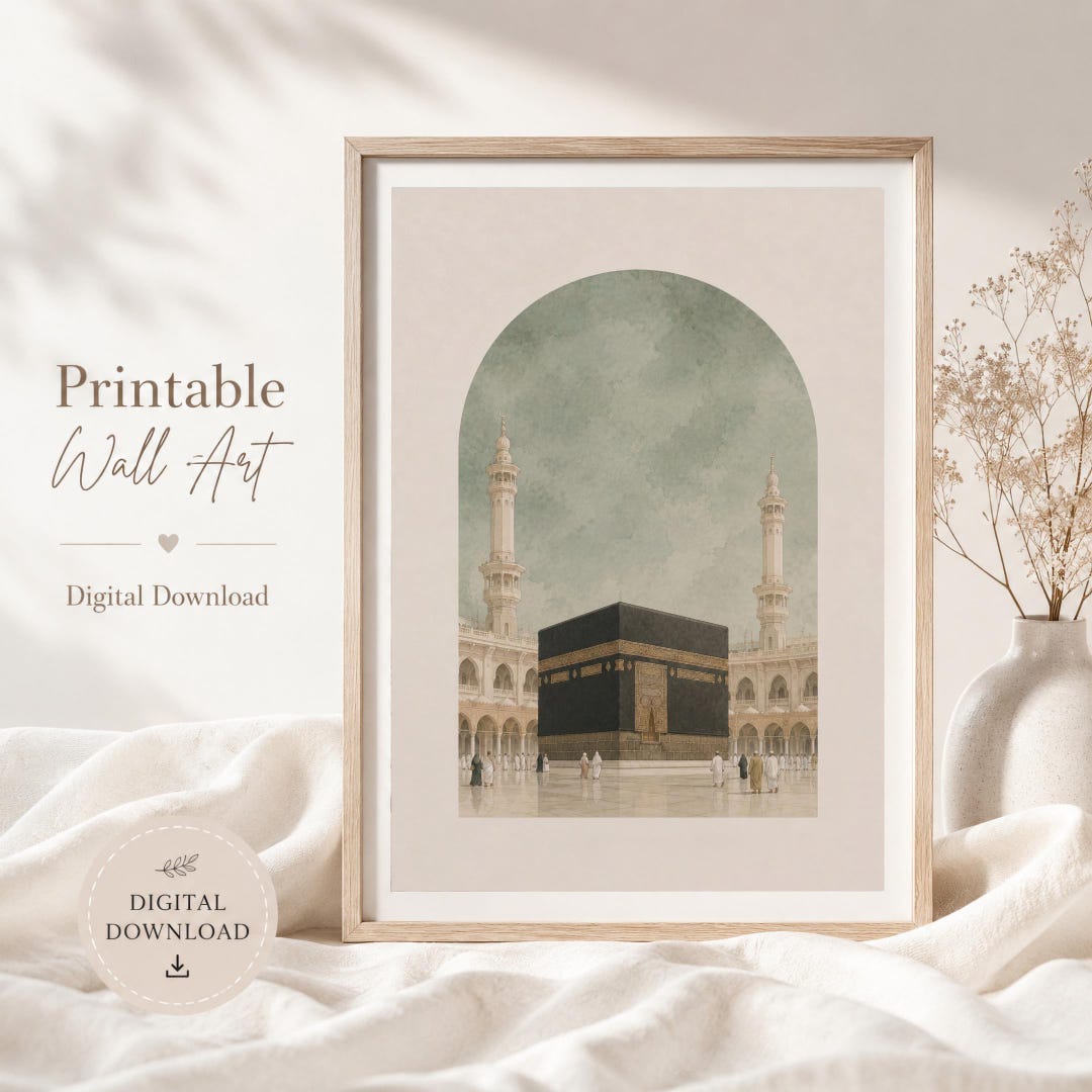 Prayer Room Decor | Islamic Kaaba Wall Art Printable, Mecca Mosque ...