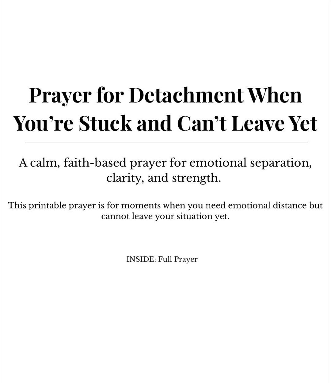 Prayer for Detachment When You’re Stuck and Can’t Leave Yet - Etsy