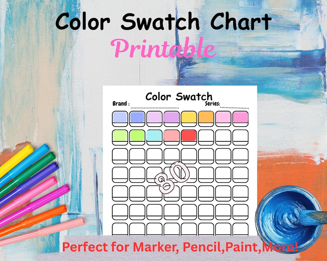 Artist Color Swatch Chart | Printable Paint Test Template (PDF Download ...