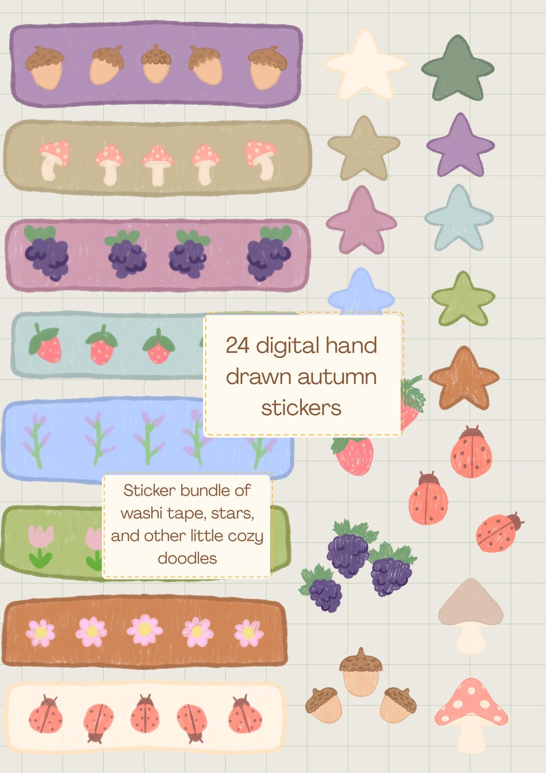 Cozy Autumn Digital Sticker Pack | Fall Goodnotes Washi Tape Bundle ...