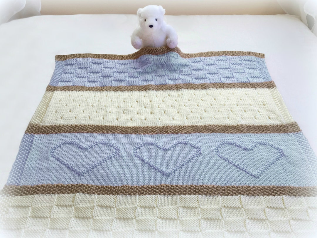 Knit Baby Blanket Pattern, Heart Baby Blanket Pattern, Easy Knitting ...