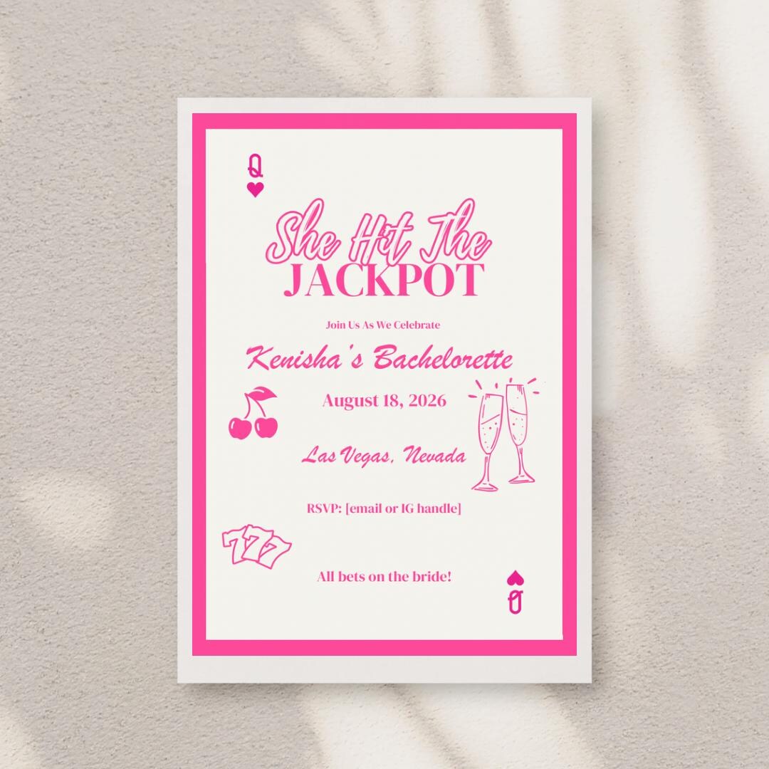 Las Vegas Bachelorette Invitation Template • She Hit the Jackpot ...
