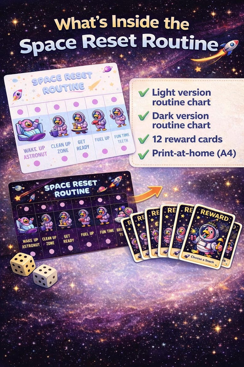 Space Daily Routine Chart for Kids | Printable Morning & Evening ...