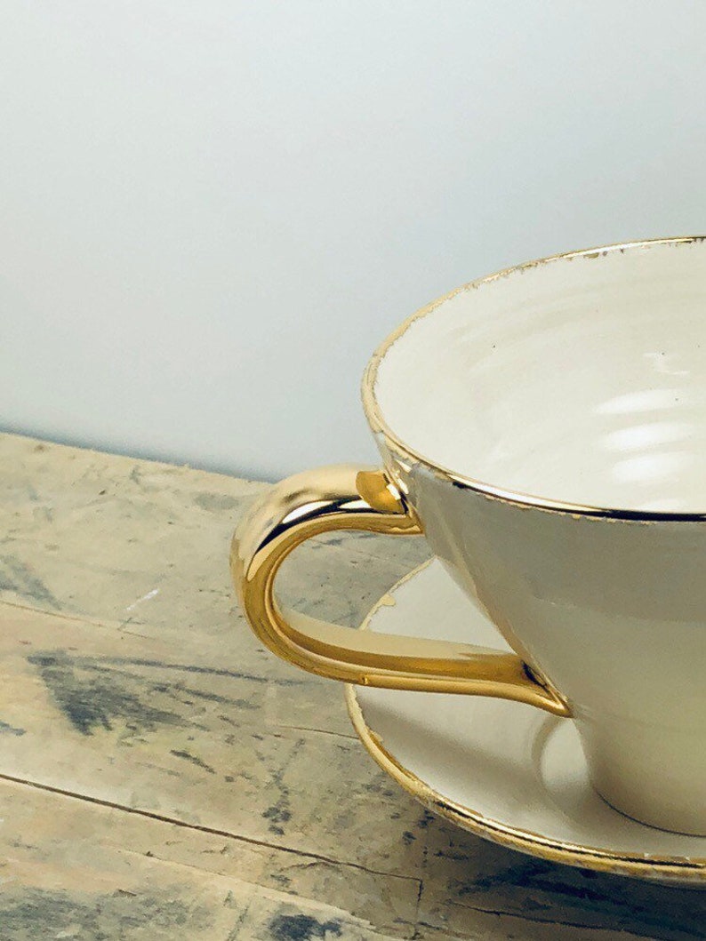 Monarch Butterfly White and Gold Porcelain Tea Cup & Saucer or | Etsy