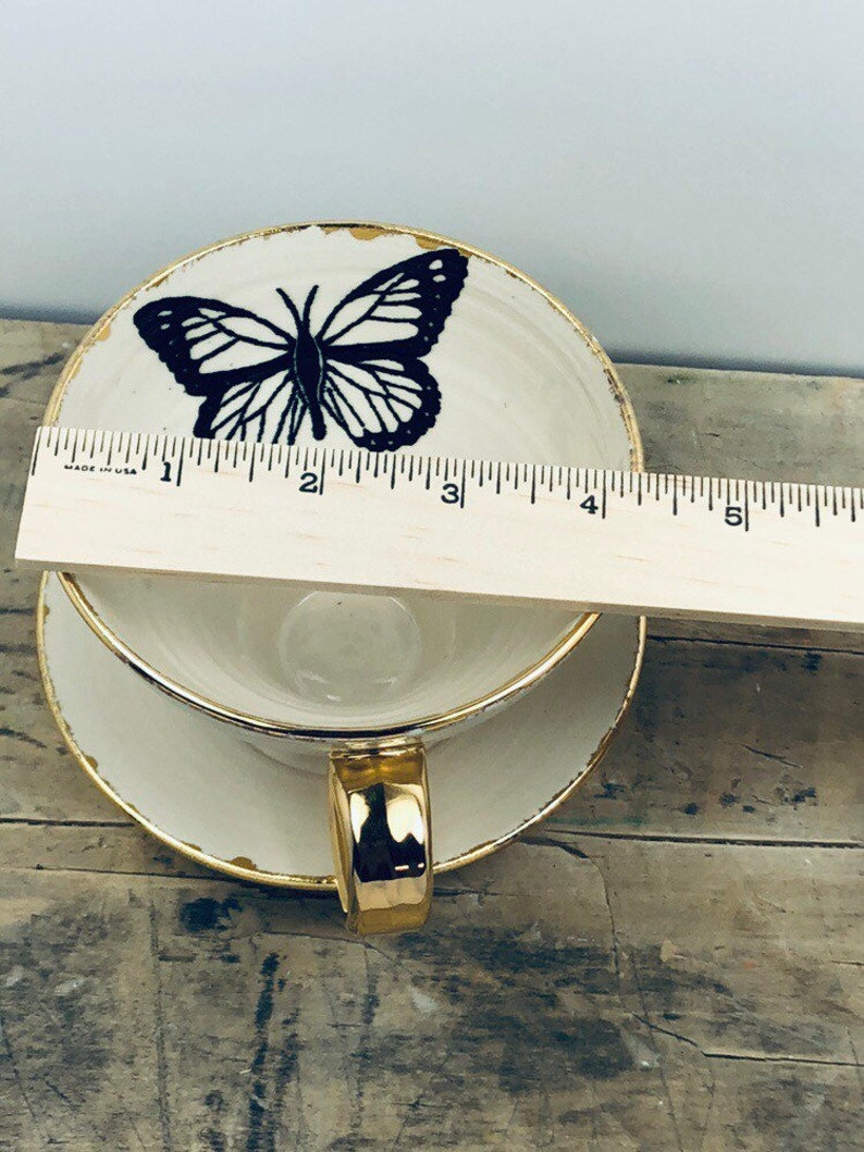 Monarch Butterfly White and Gold Porcelain Tea Cup & Saucer or | Etsy