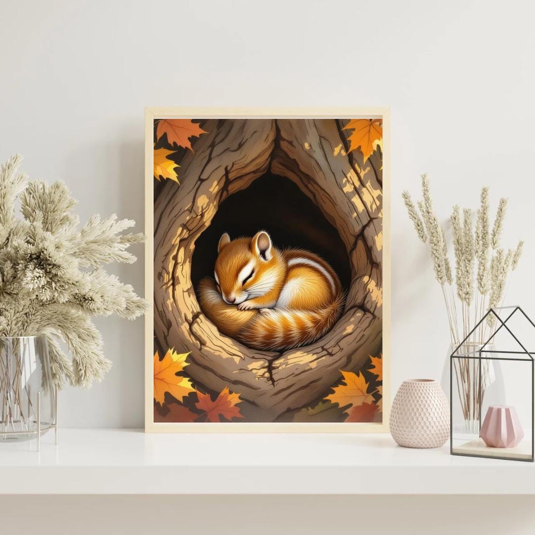 Sleeping Chipmunk Art Print – Fall Nursery Decor (digital Download) - Etsy