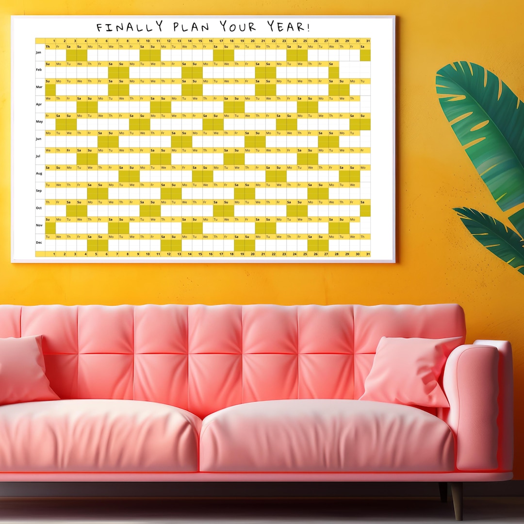 Large 2026 Year Wall Planner Template | 10x Different Printable Year ...