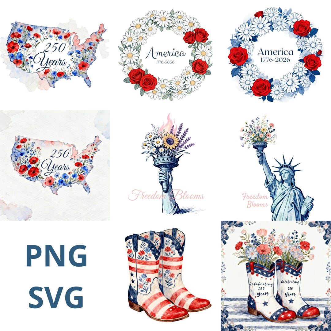 8 Boho PNG/SVG Files for USA 250th Anniversary Gifts | 1776 - 2025 ...