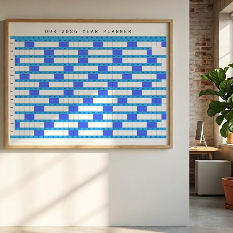 Large 2026 Year Wall Planner Template | 10x Different Printable Year ...