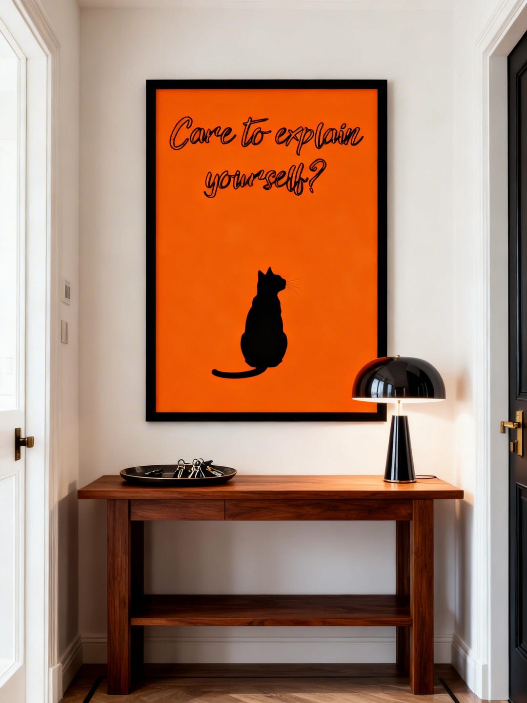 Care to Explain Yourself? – Witty Black Cat Poster | Noir Cat Wallart ...