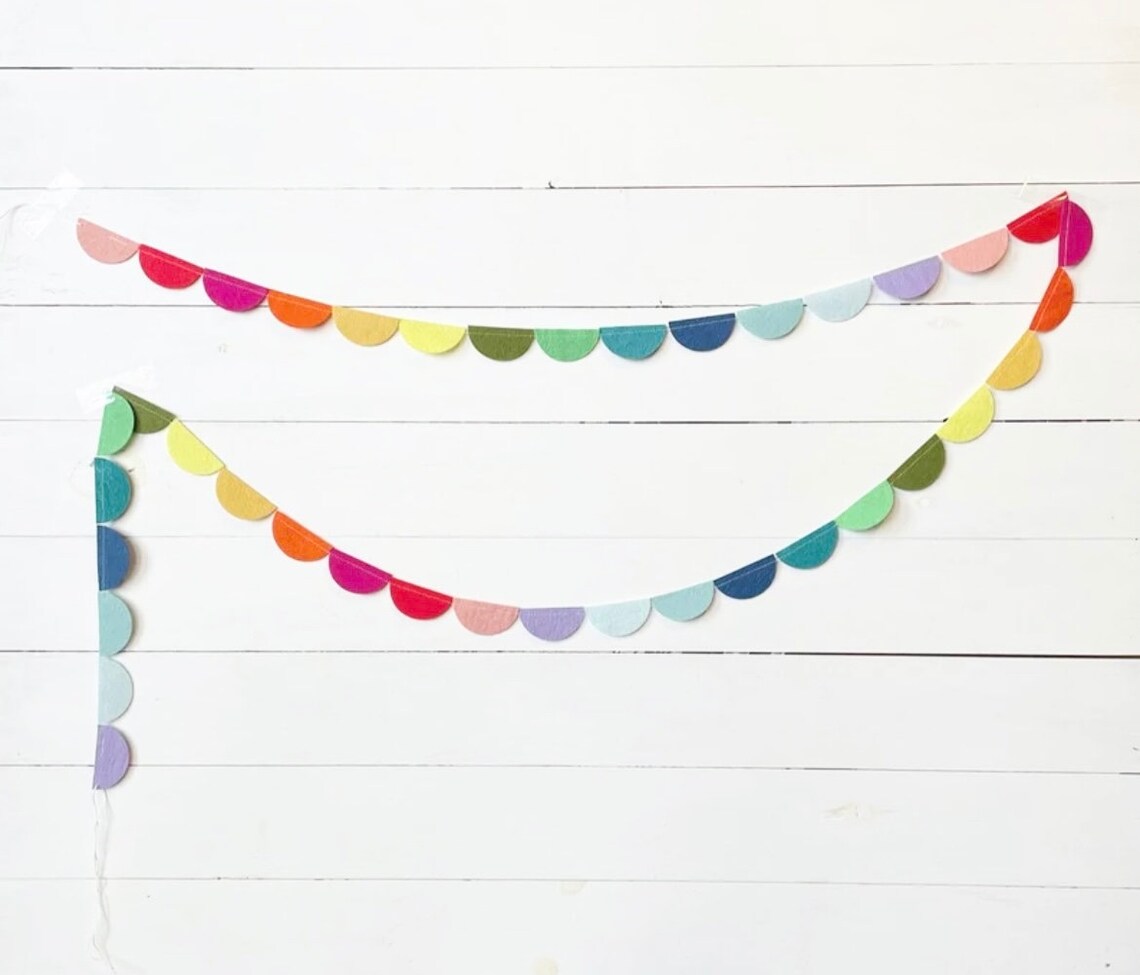 Mini Felt Scallop Rainbow Garland stiffened Felt Scallop - Etsy