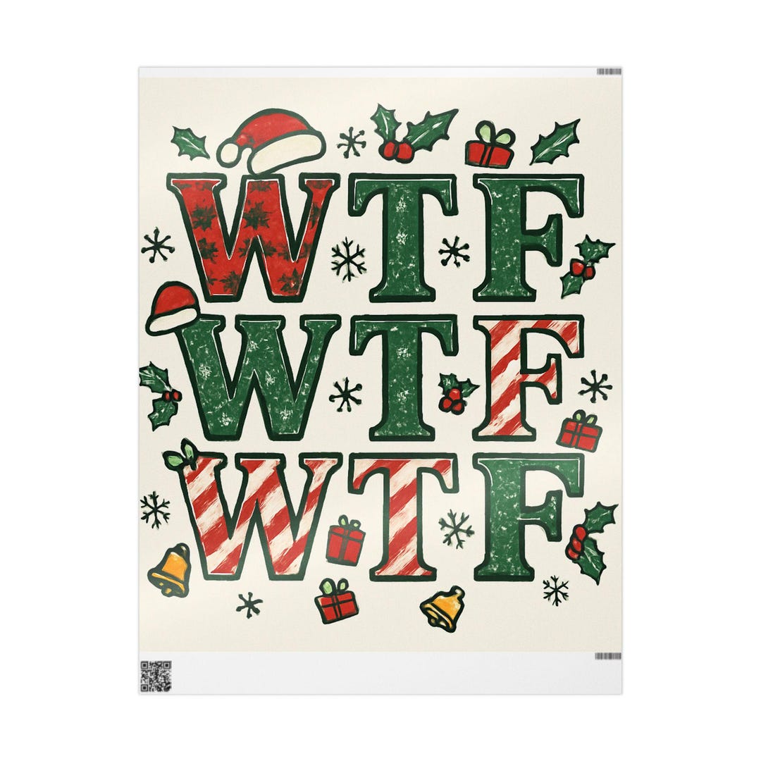 WTF Holiday Pattern Wrapping Paper | Christmas Novelty Gift Wrap - Etsy