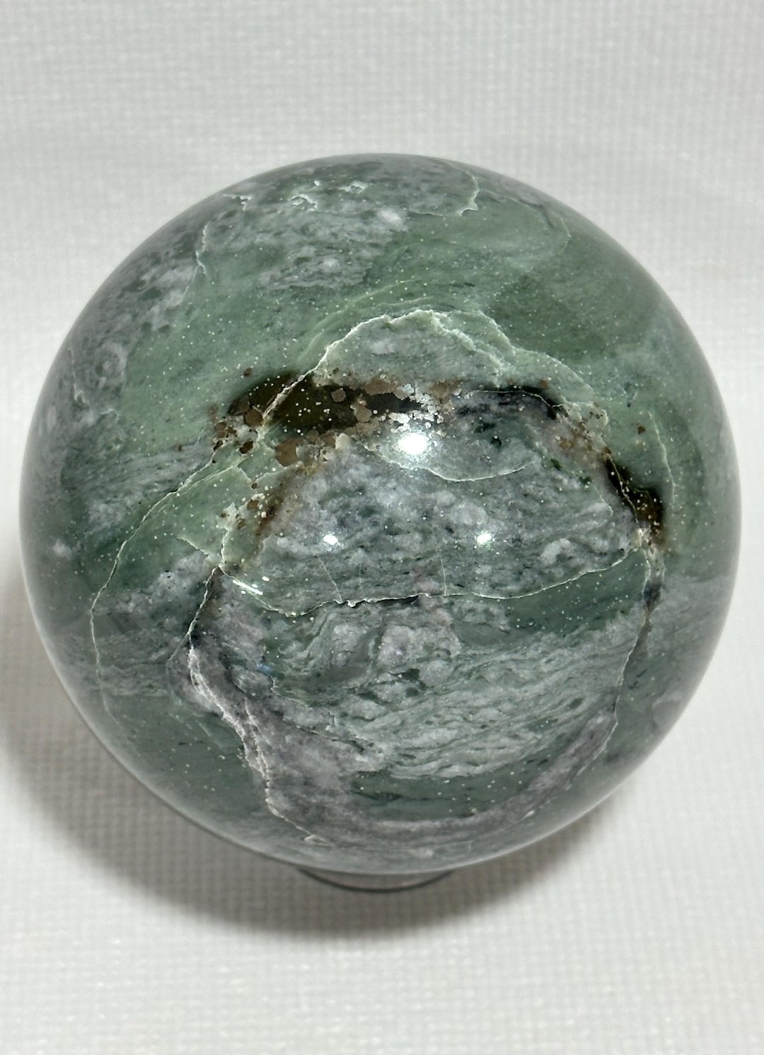 Green Marble With Pyrite Sphere for Reiki, Energy Healing, Display ...