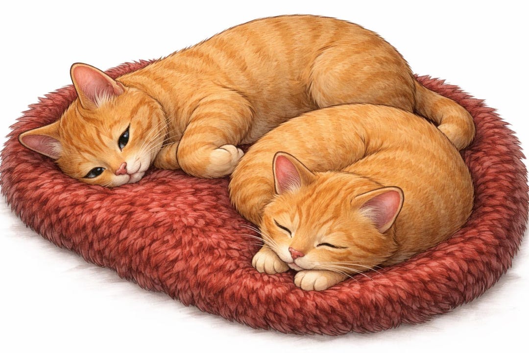 Sleeping Ginger Cats Coloring Page – Cozy Cat Bed | Relaxing Adult ...