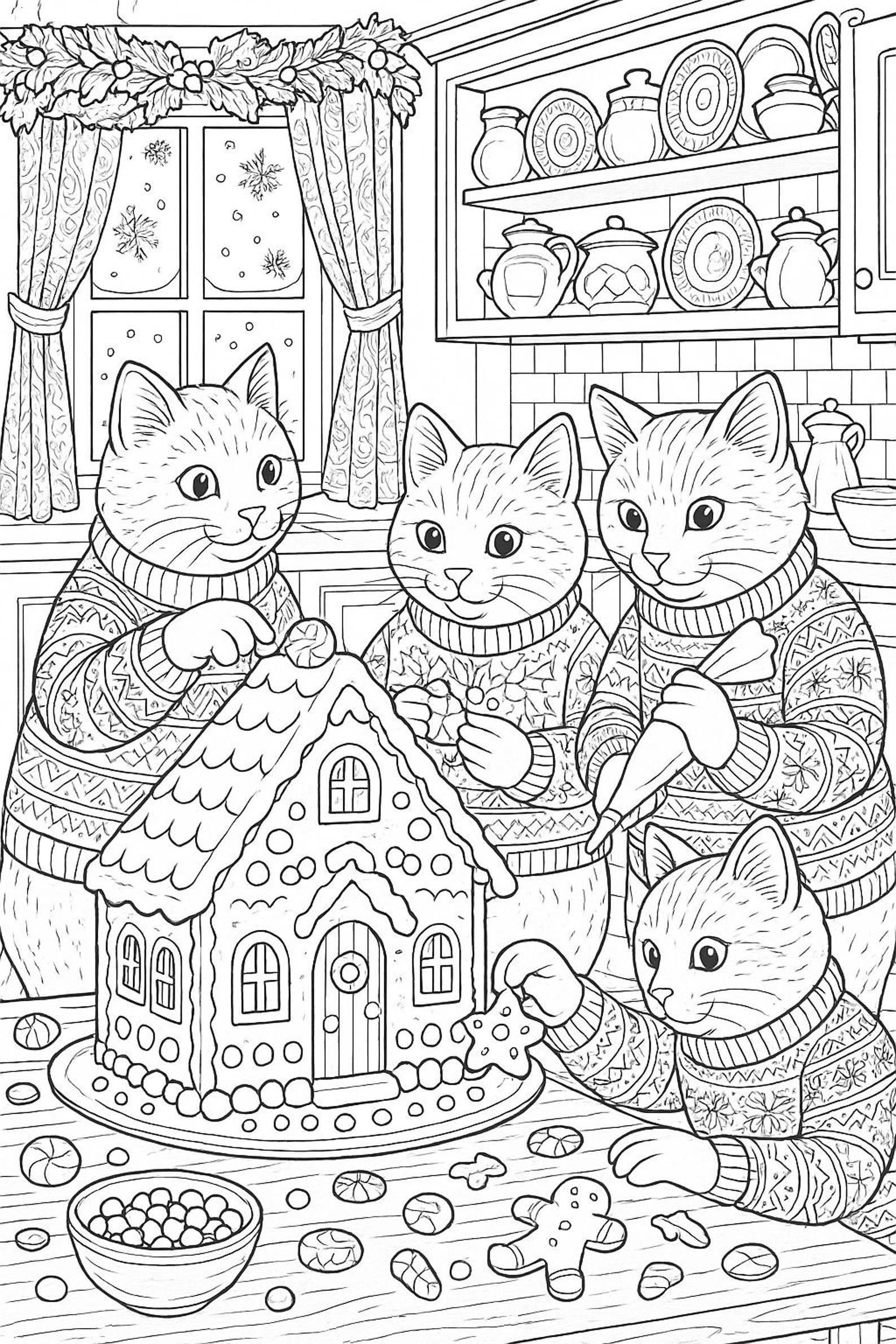 Merry Mischief Cats – Mini Christmas Coloring Pack (5 Pages) - Etsy