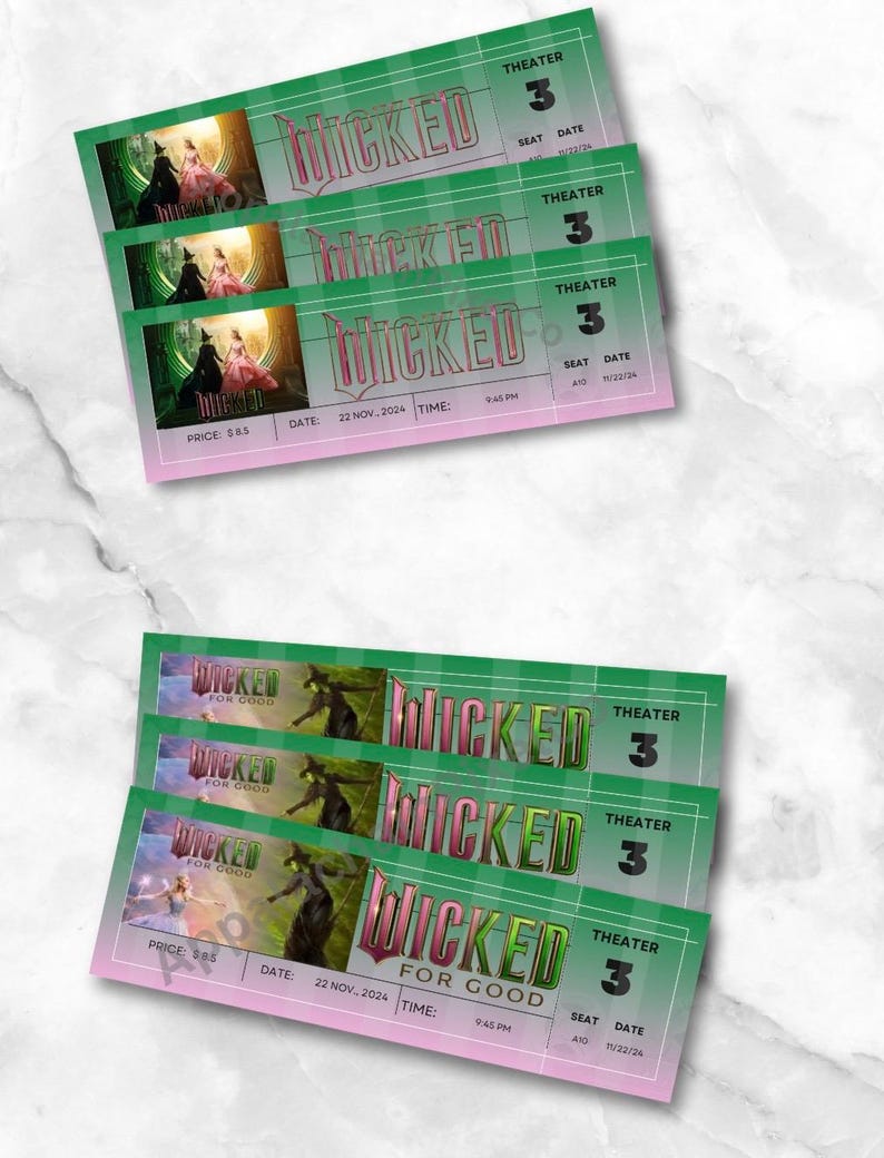 Wicked Ticket Bundle – Printable Ticket Set | Wicked & Wicked for Good ...