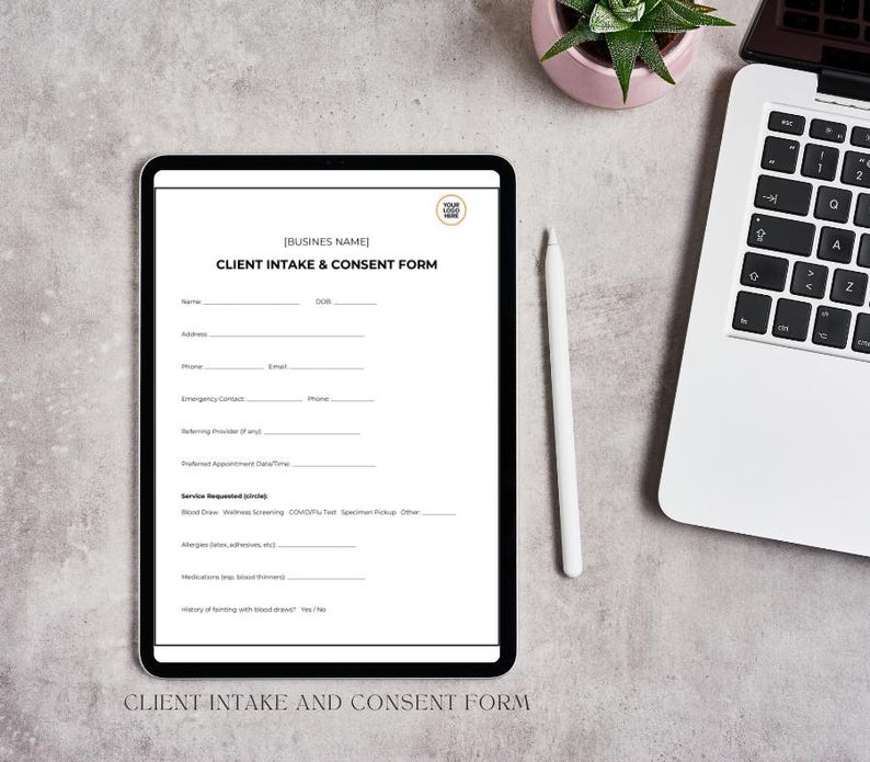 Client Intake and Consent Form Template, Editable Digital Document for ...