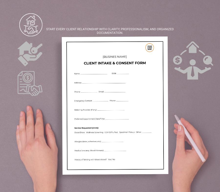 Client Intake and Consent Form Template, Editable Digital Document for ...