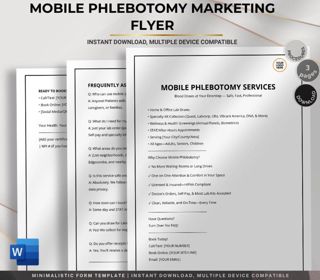 Mobile Phlebotomy Marketing Flyer, Digital Promotion Template ...