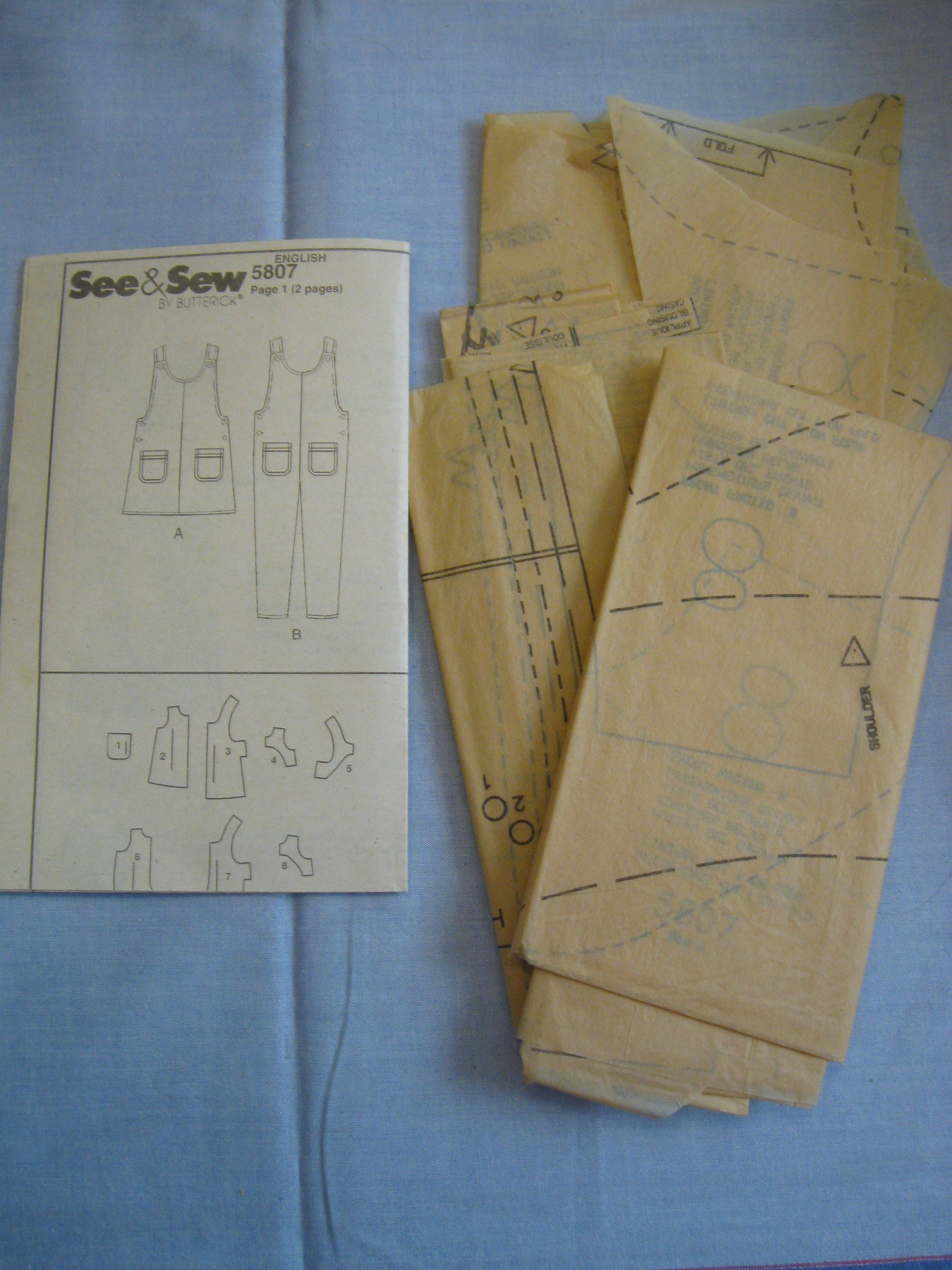 Butterick See and Sew 5807 Toddler's Jumper and Jumpsuit Size 1, 2, 3 ...