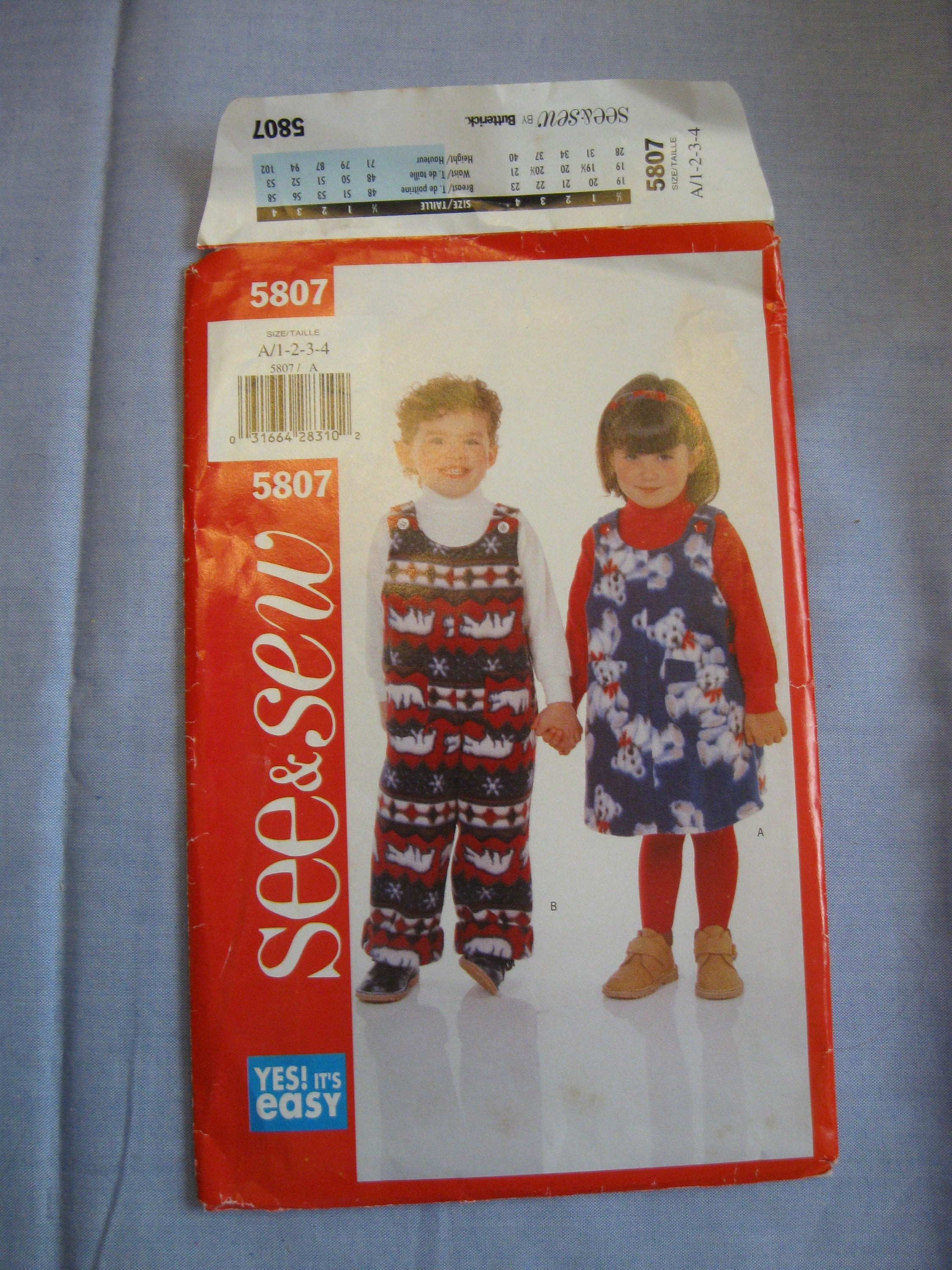 Butterick See and Sew 5807 Toddler's Jumper and Jumpsuit - Etsy