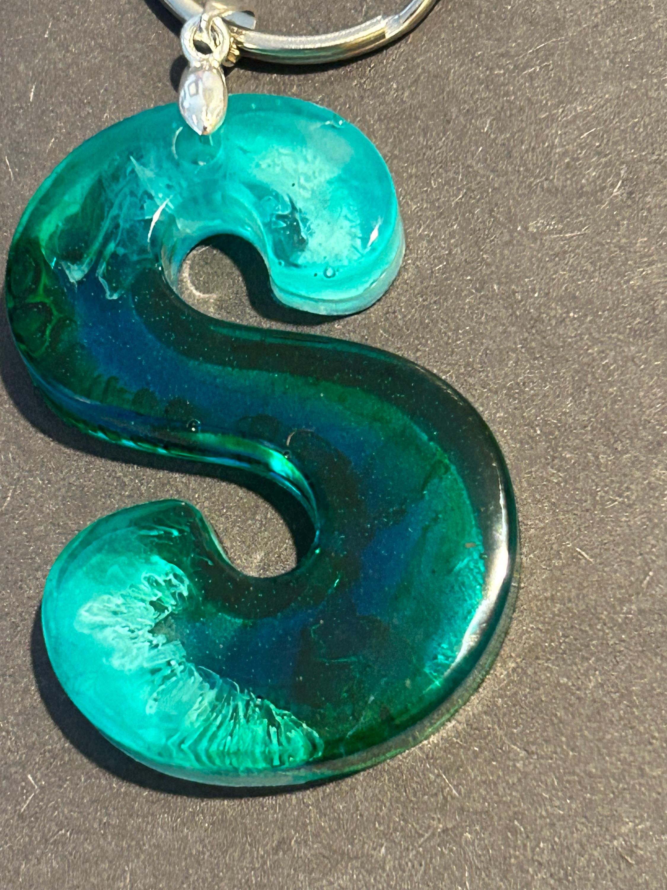 Letter “S” Epoxy Key Ring. - Etsy