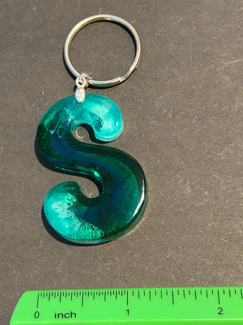 Letter “S” Epoxy Key Ring. - Etsy