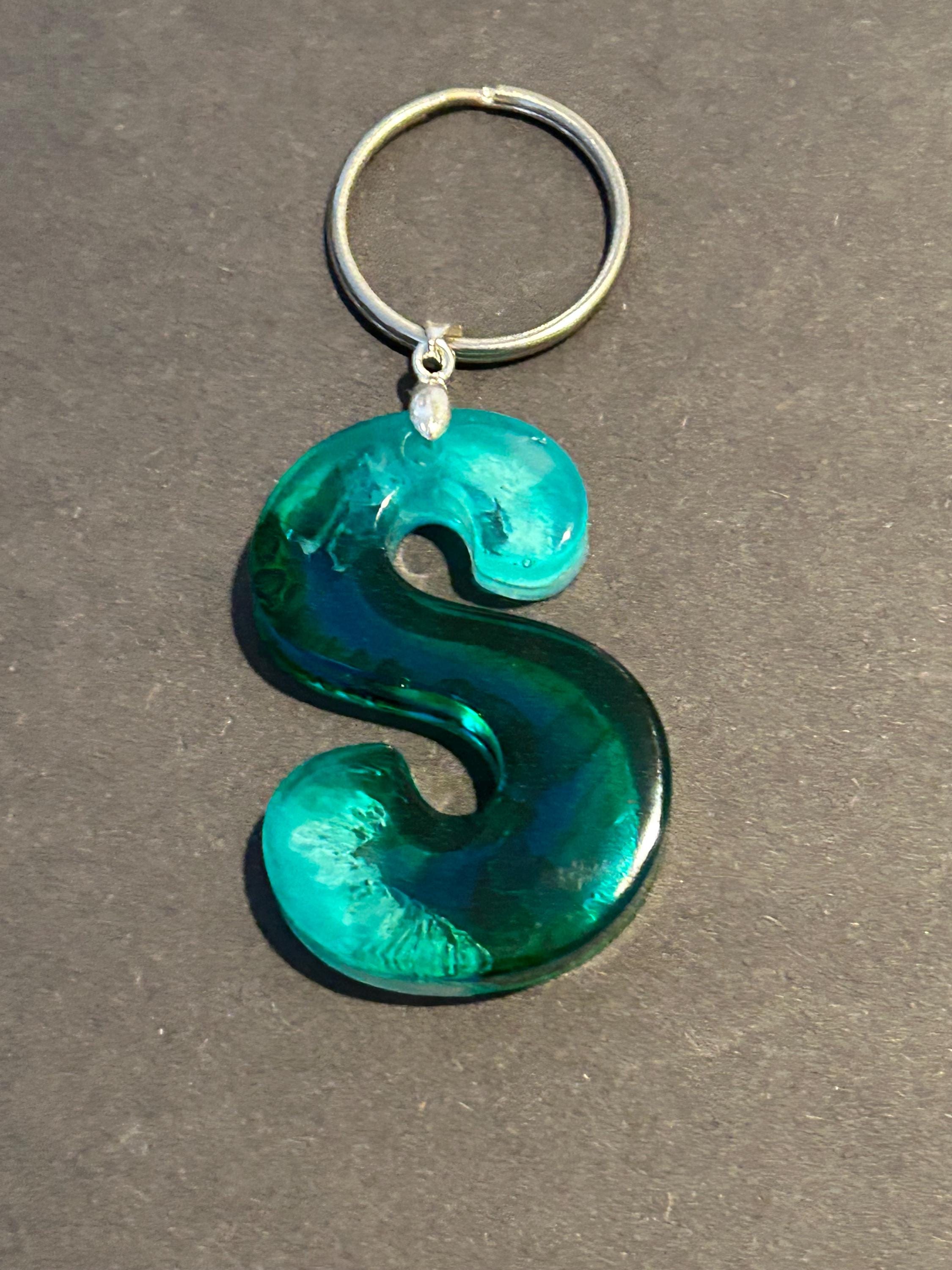 Letter “S” Epoxy Key Ring. - Etsy