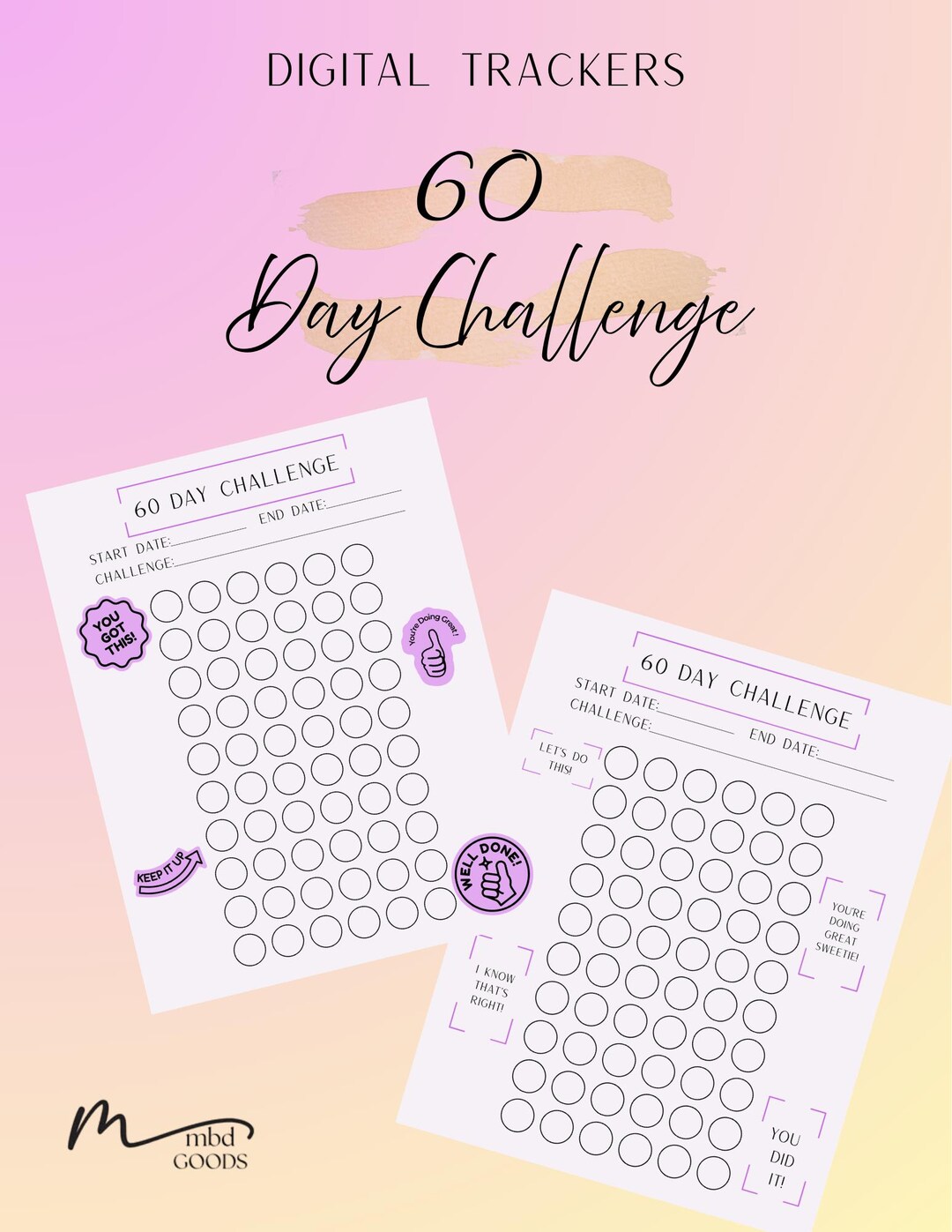 60 Day Challenge Template Printable and Digital Download - Etsy