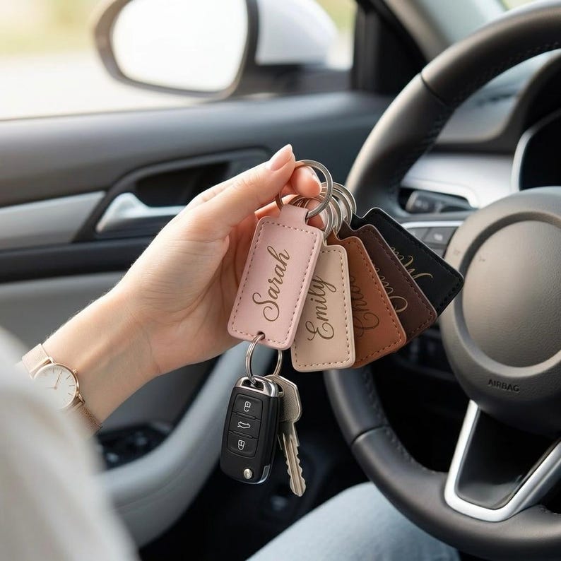 Personalized Faux Leather Keychain New Driver First Car Teen Birthday ...