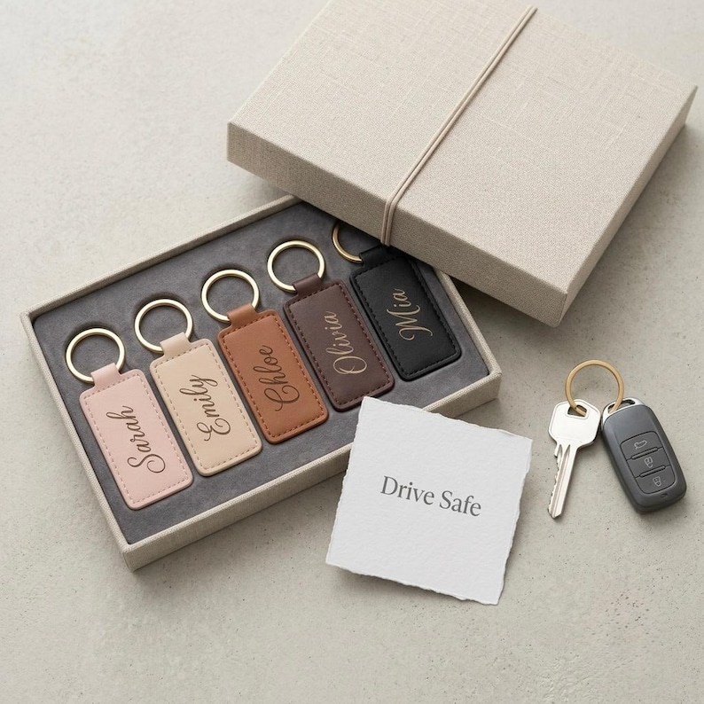 Personalized Faux Leather Keychain New Driver First Car Teen Birthday ...