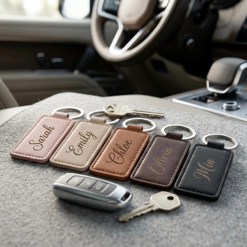 Personalized Faux Leather Keychain New Driver First Car Teen Birthday ...