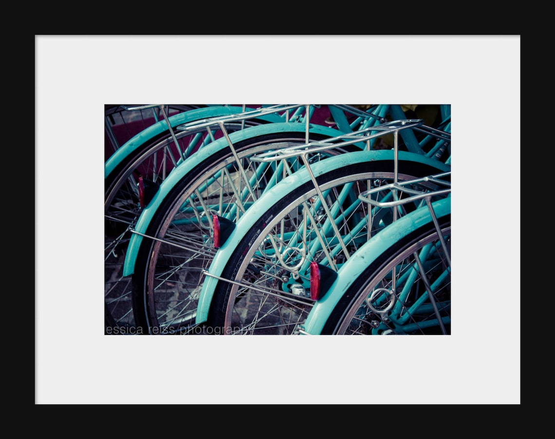 Teal Turquoise Bicycle Bikes Art Print Photograph Bicycle Lover Gift ...