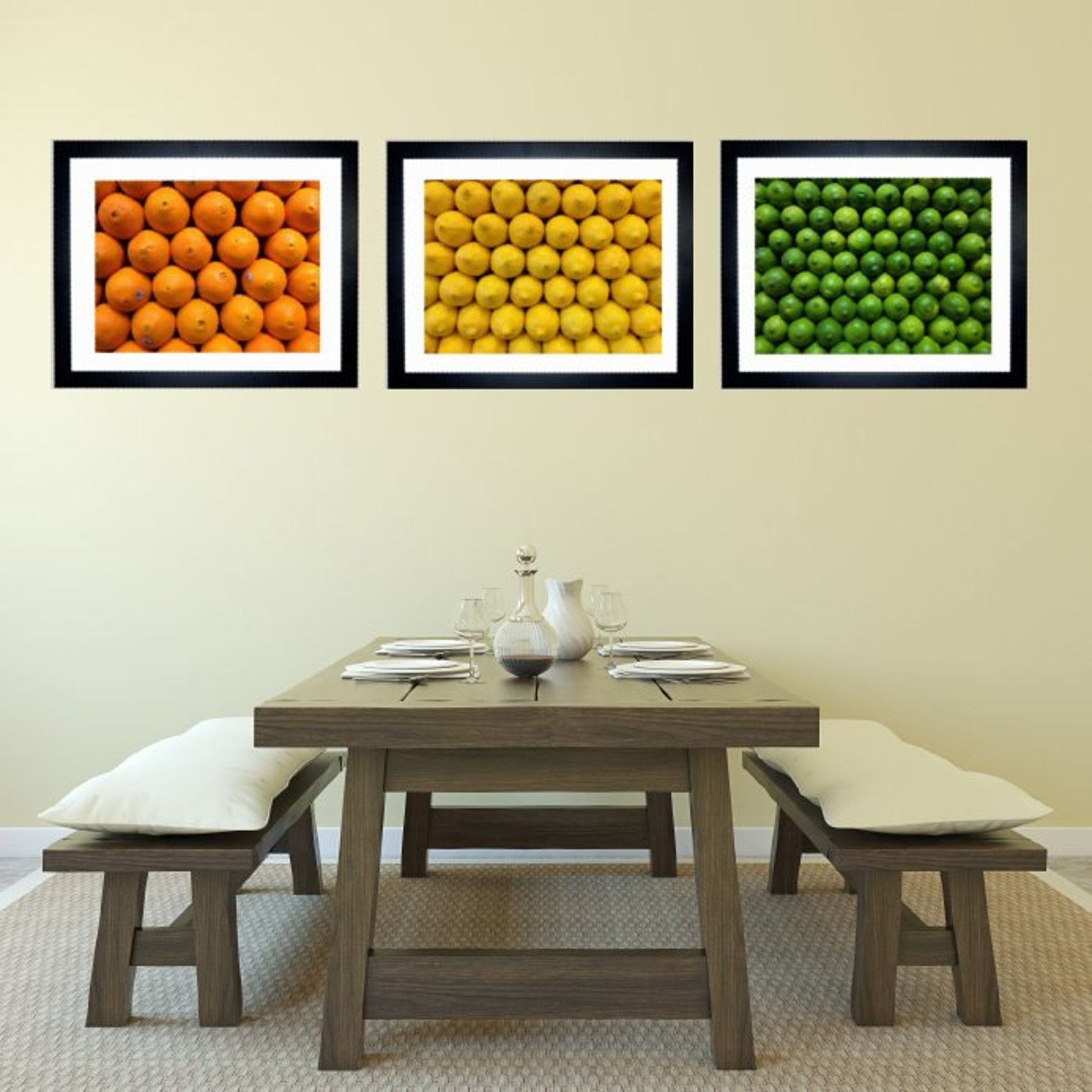 Set of 3 Citrus Fruit Art Print Kitchen Decor Bar Decor Food - Etsy