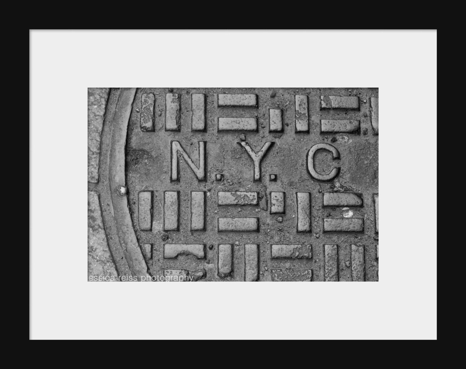 Black and White NYC New York City Manhole Sewer Cover Sign Art Print ...