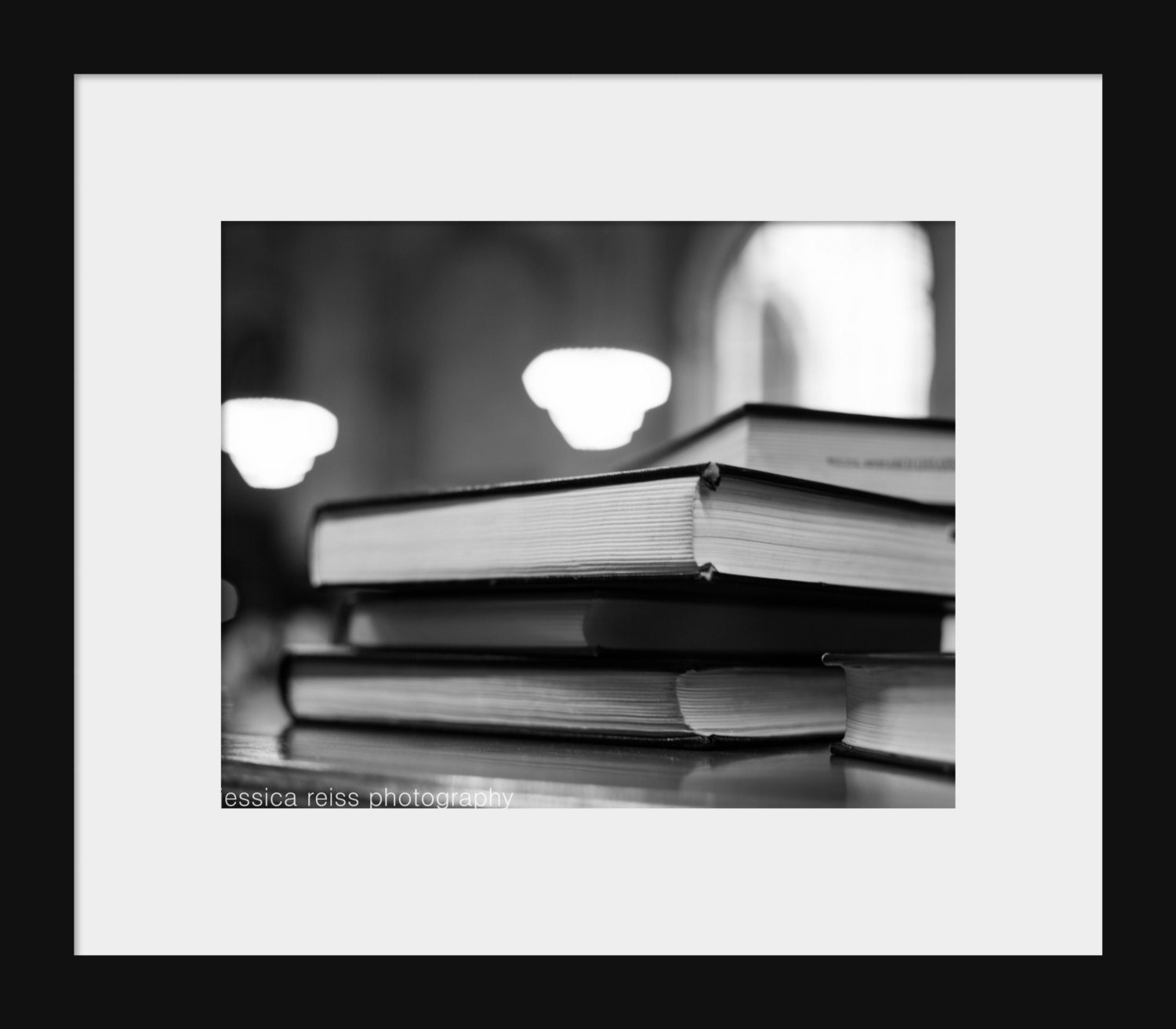 Black and White Book Stack Photography New York Public Library Wall Art ...