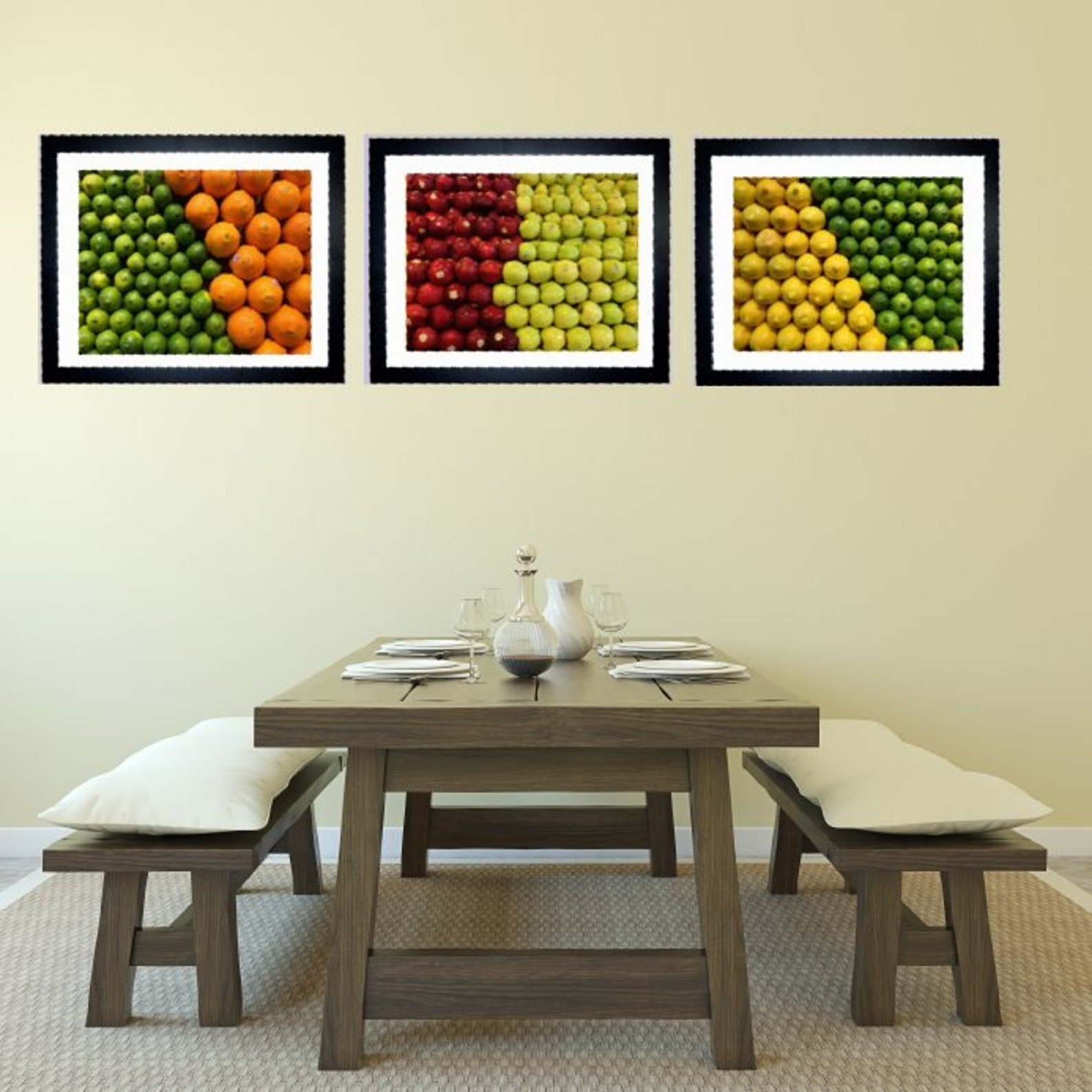 Set of 3 Fruit Art Printskitchen Decor, Food Prints, Fruit Print ...