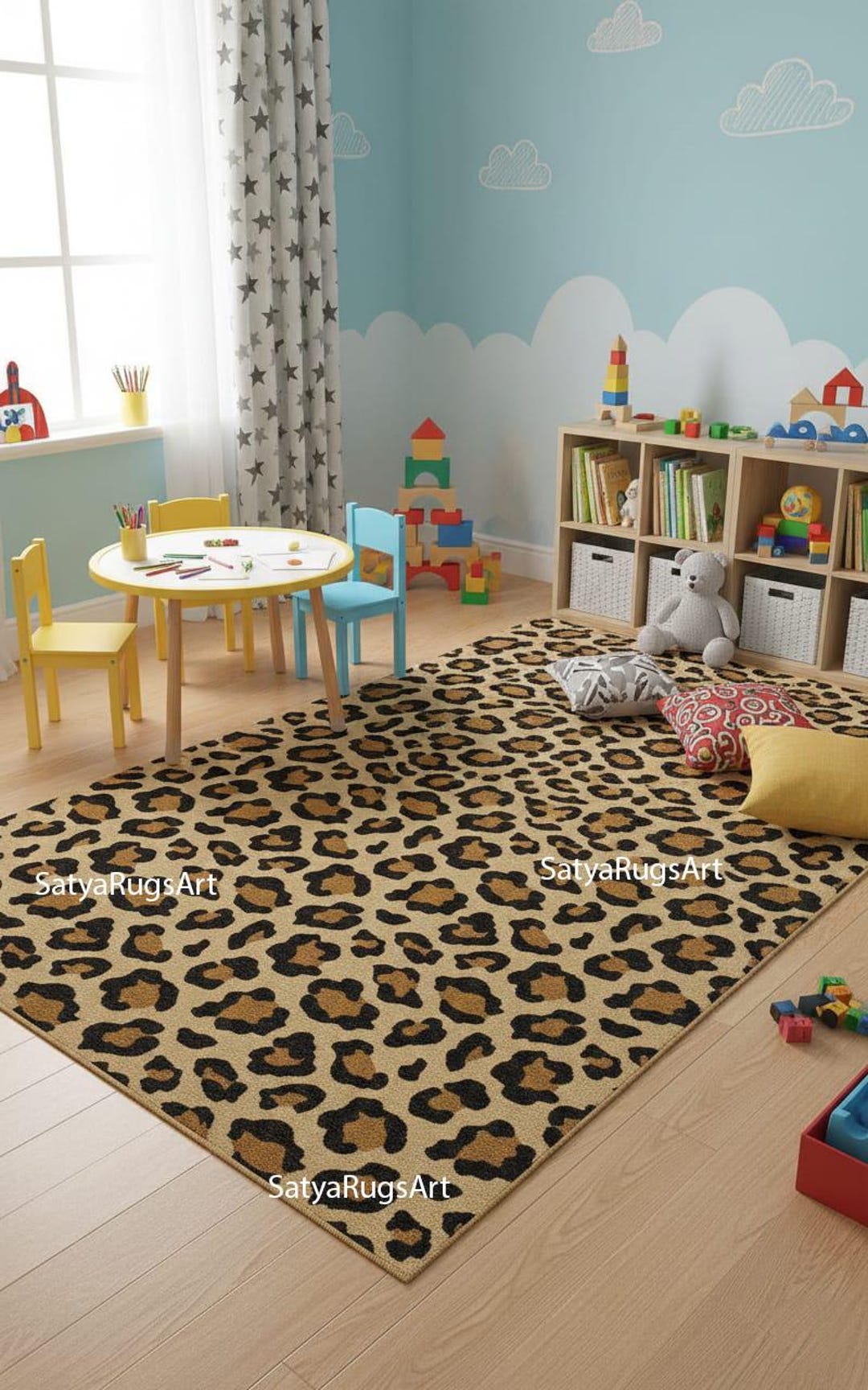 Leopard Print Area Rug – Modern Animal Pattern Carpet for Living Room ...