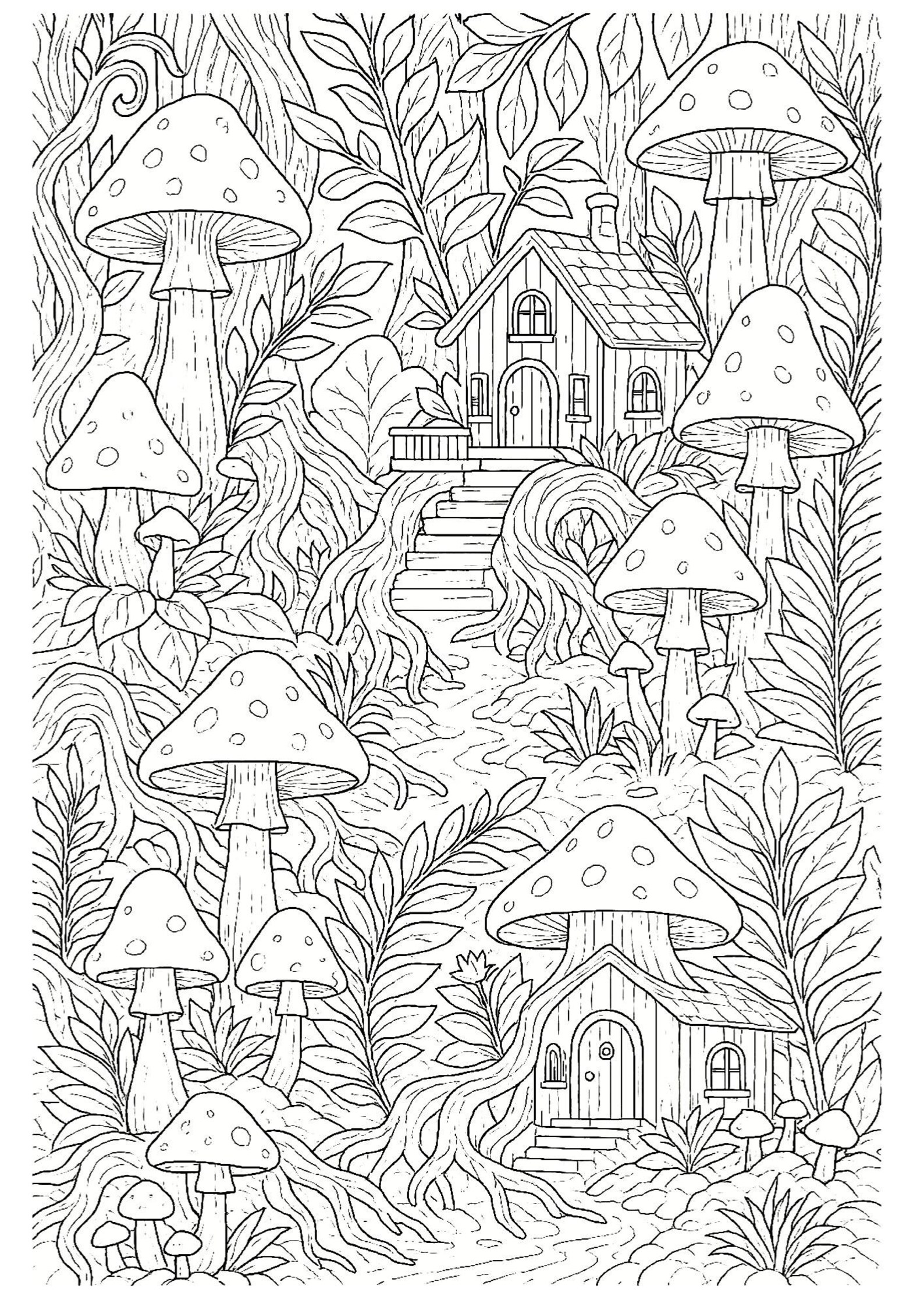 Fantasy Fairy Village Coloring Pages | 10 Fantasy Art Prints | (A4 ...