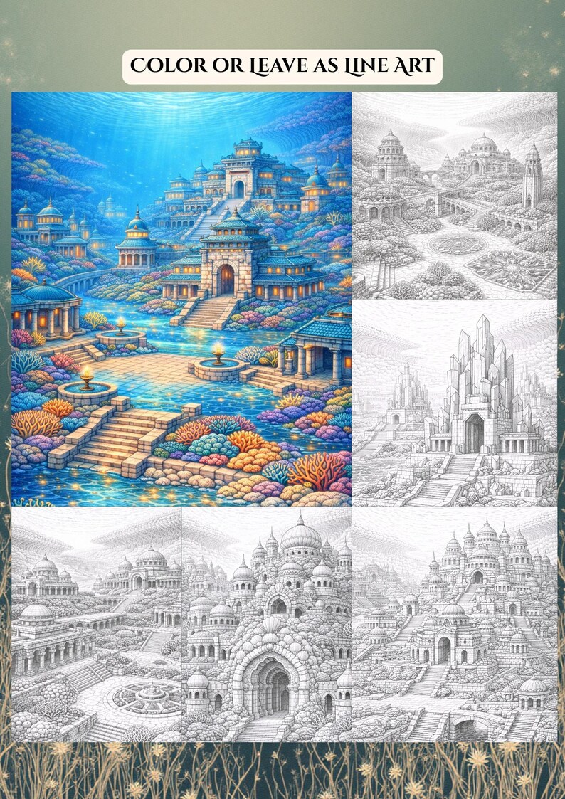 Fantasy Underwater Cities Coloring Pages | Intricate Architecture ...