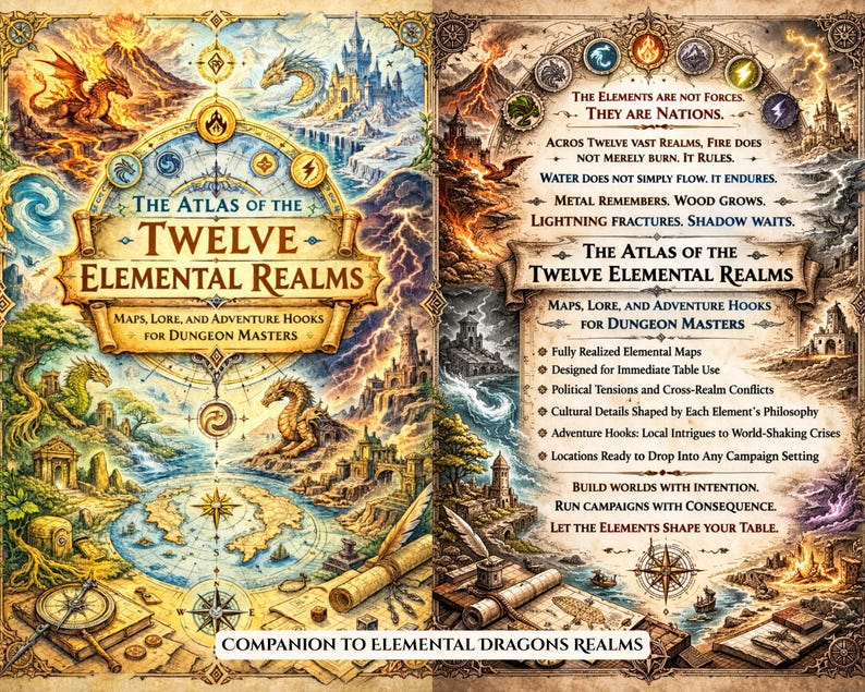 Atlas of Twelve Elemental Realms | Fantasy World Maps, Lore, Adventure ...