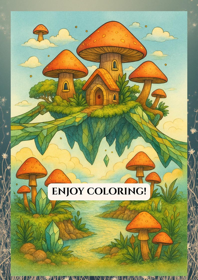 Fantasy Fairy Village Coloring Pages | 10 Fantasy Art Prints | (A4 ...