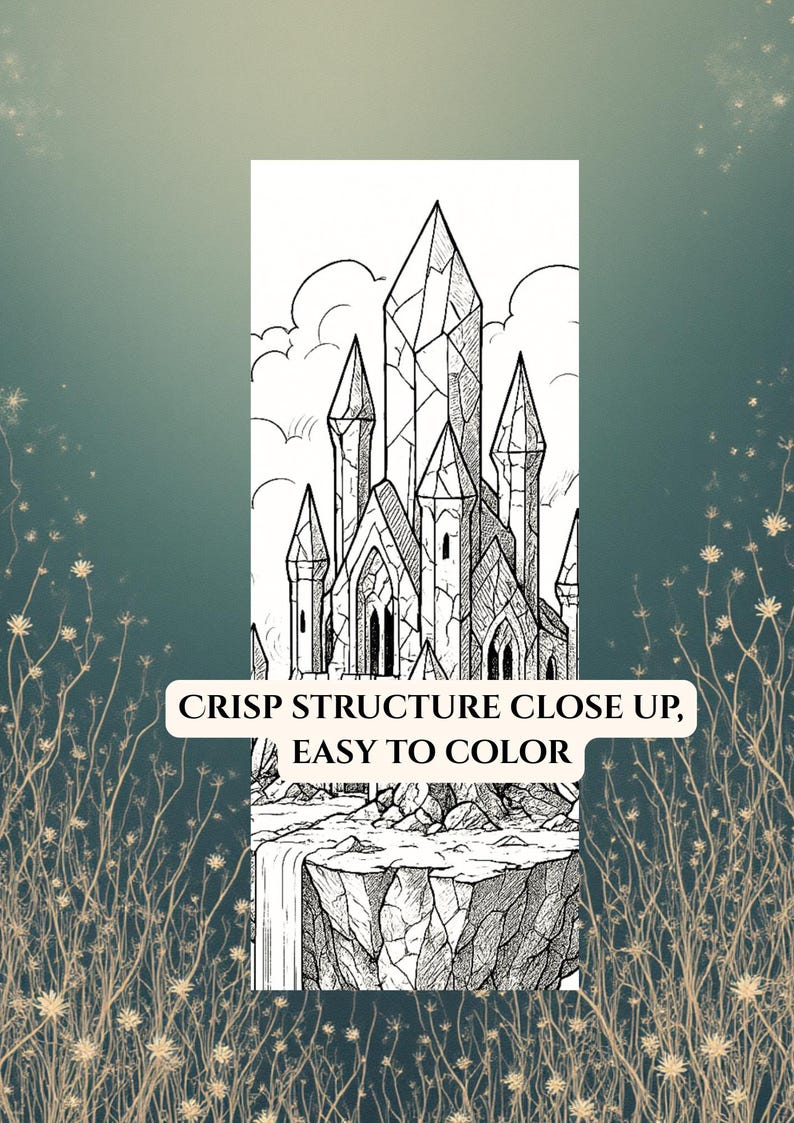 Enchanted Floating Crystal Castle Series 3 Coloring Page | A4 Line Art ...