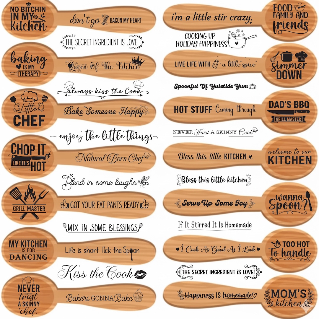 Funny Kitchen Quotes, Wooden Spoon SVG Bundle, Digital Download (50 ...