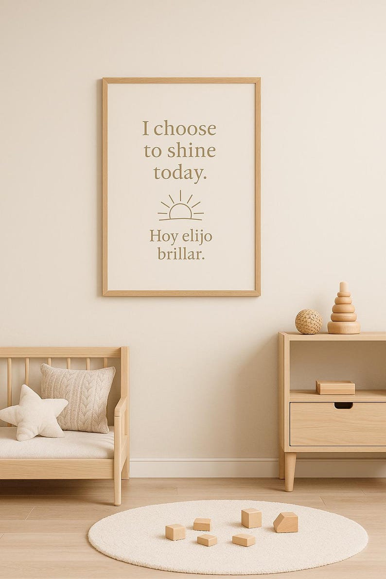 12 Kids Bilingual Affirmation Prints • Montessori Style Wall Art ...