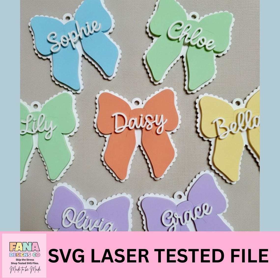 Bow Name Tag SVG | Laser Cut File for Easter Baskets, Backpacks ...